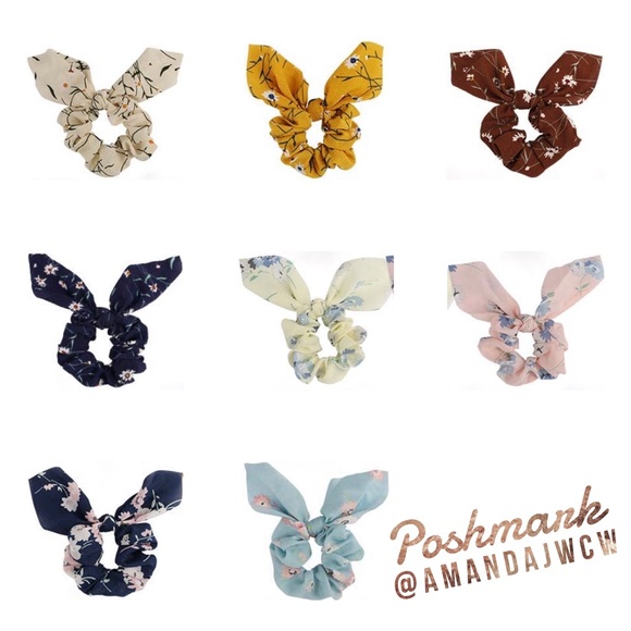 Accessories | Chiffon Bow Hair Tie Scrunchie Modern Floral | Poshmark